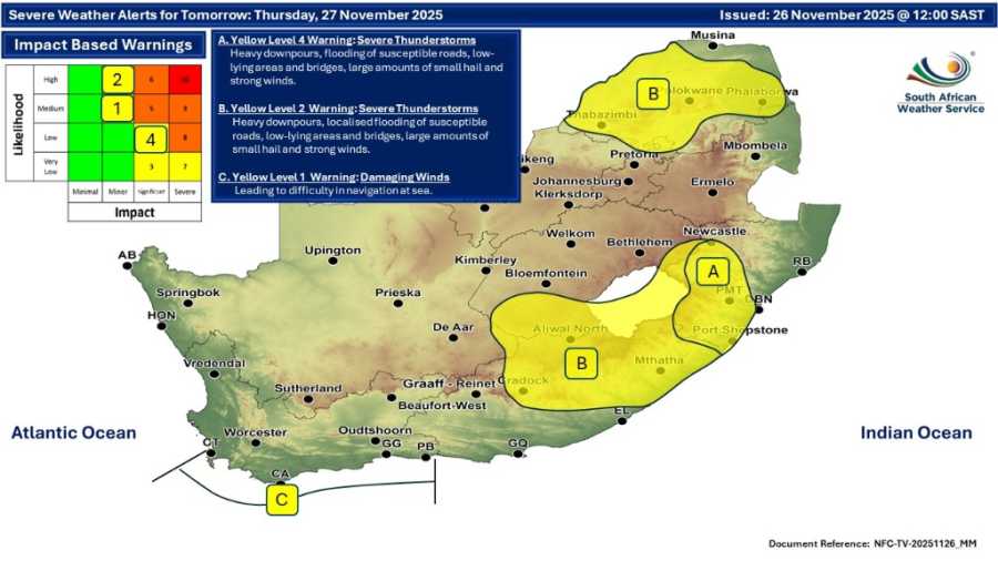 Storms Expected in Komani Today as Yellow Level 2 Warning Issued ...